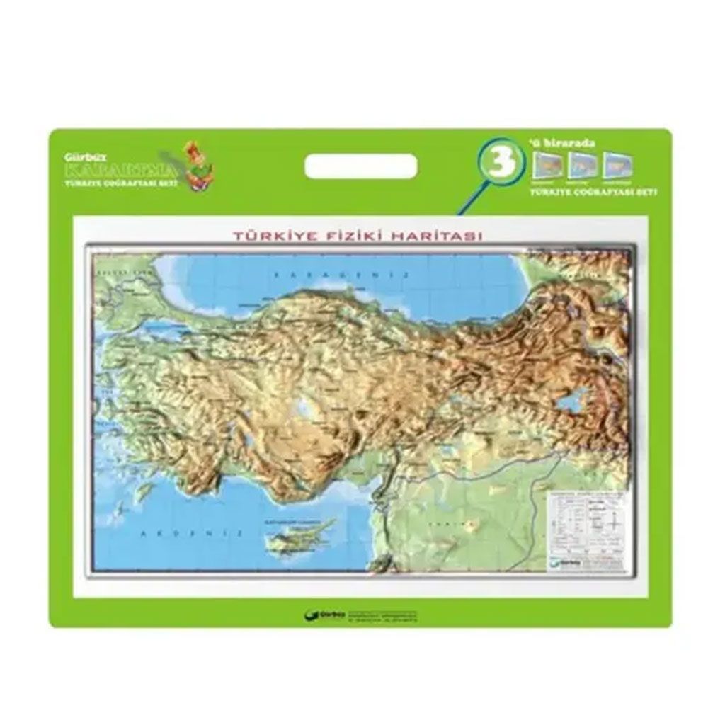 Fiziki Harita Panda Turkiye Siyasi + Fiziki Citali Harita 70x100