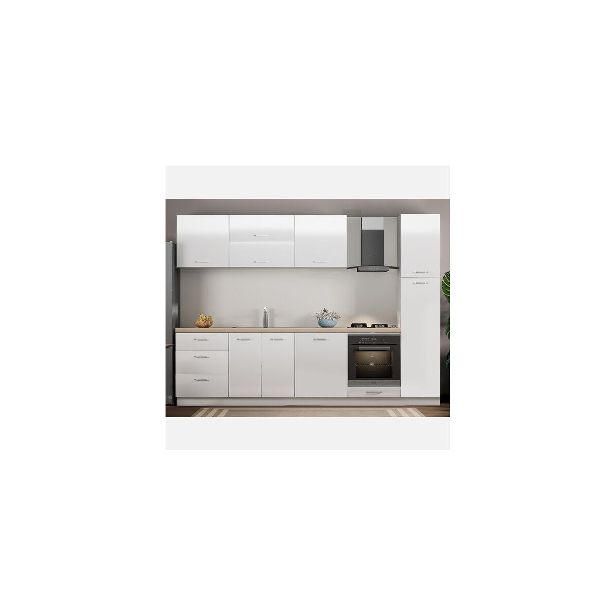 Argemon Roma 90x255x60 cm 3 Çekmeceli Ahşap Beyaz Mutfak Dolabı Fiyatları