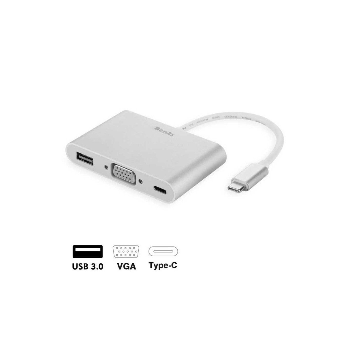 Benks U20 Type-C Çoğaltıcı 3 in 1 USB 3.0+VGA+Type-C Dönüştürücü ...