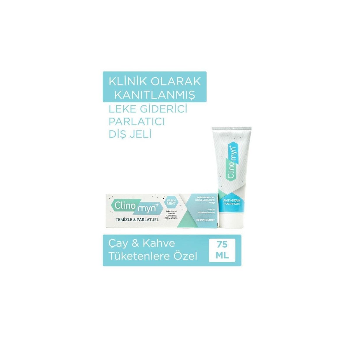 Clinomyn 75 ml Temizle Parlat Leke Giderici Diş Beyazlatan ve Parlatan ...