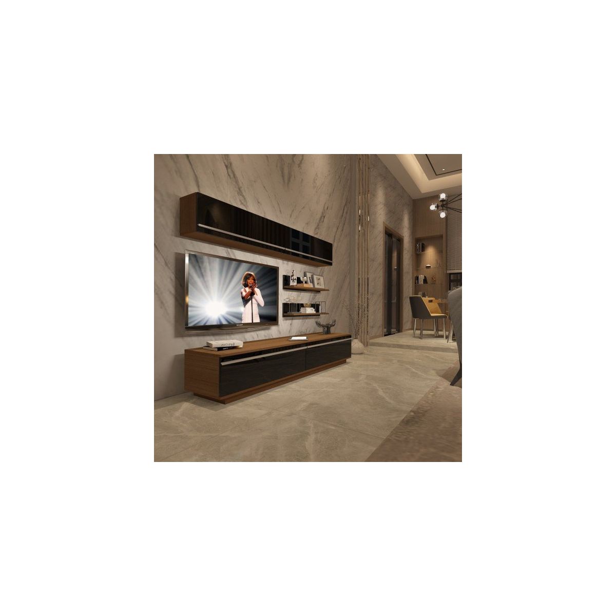 Decoraktiv EKO 5B Mdf Std Ceviz Siyah Tv Ünitesi Fiyatları