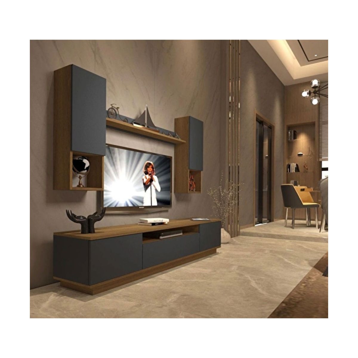 Decoraktiv Trendstyle 5das Ceviz Antrasit Mdf Tv Ünitesi Tv Sehpası ...