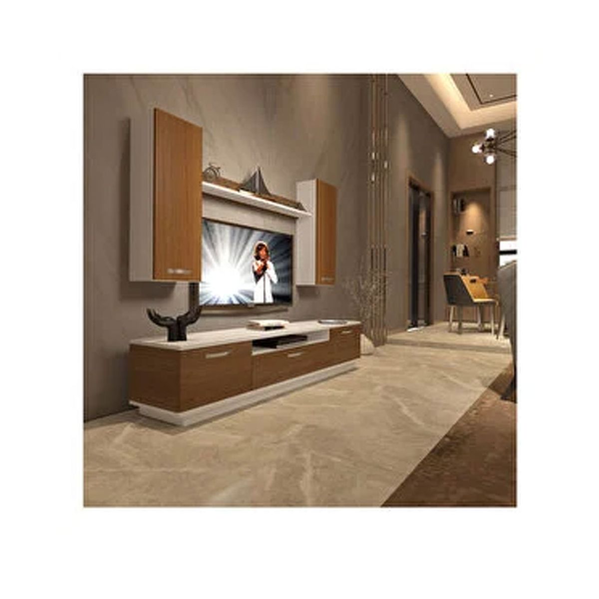 Decoraktiv Trendstyle Beyaz Ceviz 5d Mdf Tv Ünitesi Tv Sehpası Fiyatları