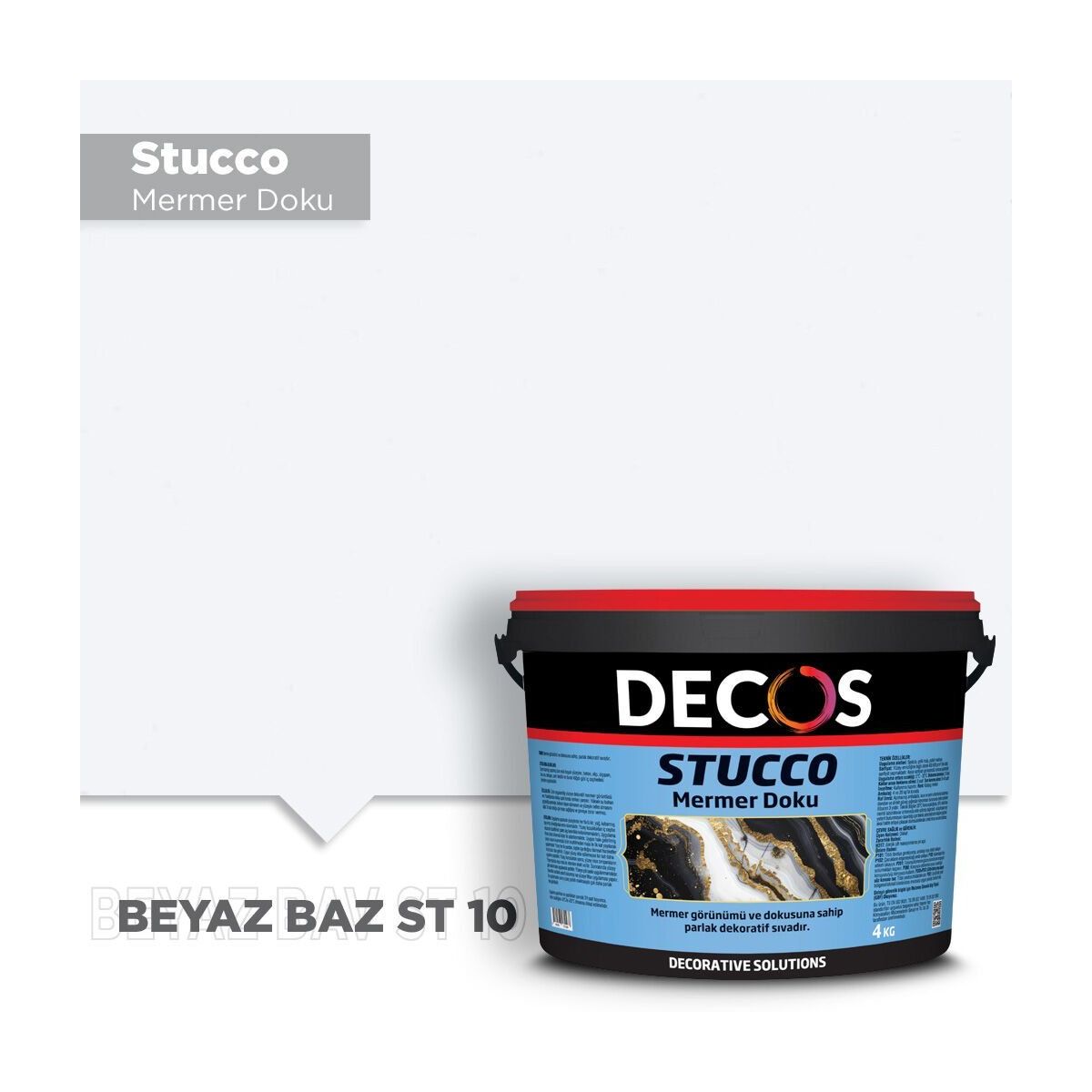 Decos ST10 Stucco Mermer Dokulu 4 kg Beyaz Baz Efekt Kaplama Fiyatları
