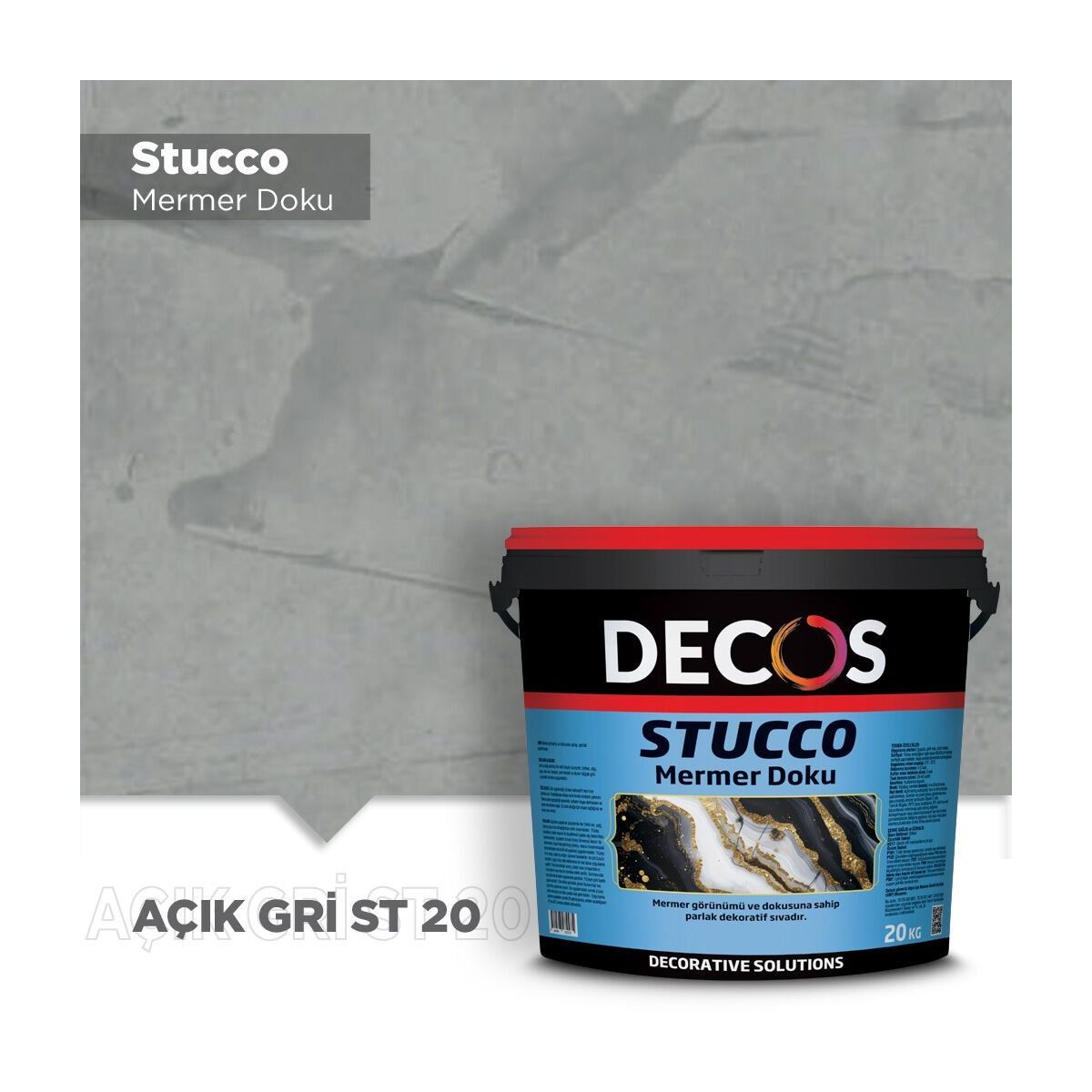 Decos ST20 Stucco Mermer 20 kg Açık Gri Doku Kaplama Boyası Fiyatları