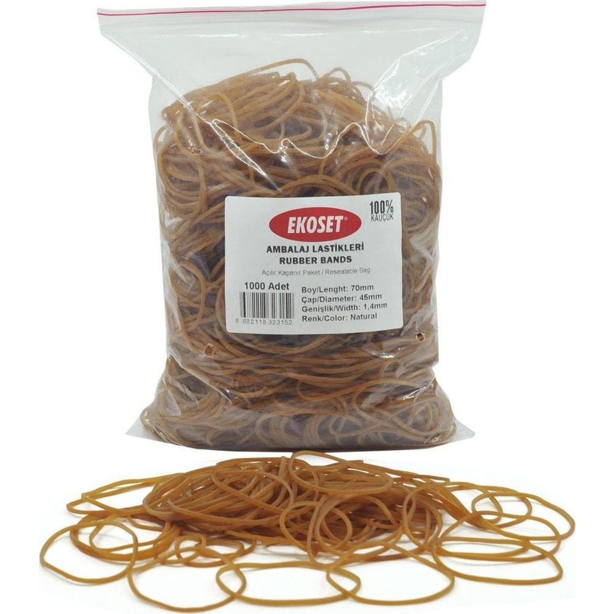 Ekoset eko757nlst111 1000 Adet 70 mm Kauçuk Paket Ambalaj Para Lastiği ...