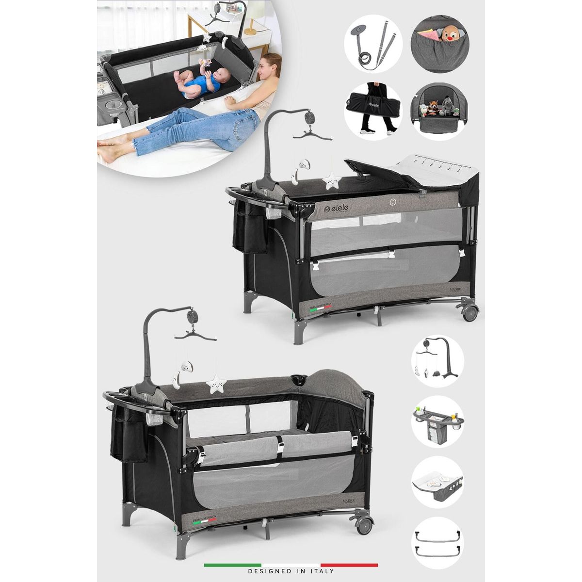 Elele Madre Anne Yanı 70x110 cm Gri - Siyah Renk Oyun Parkı Fiyatları