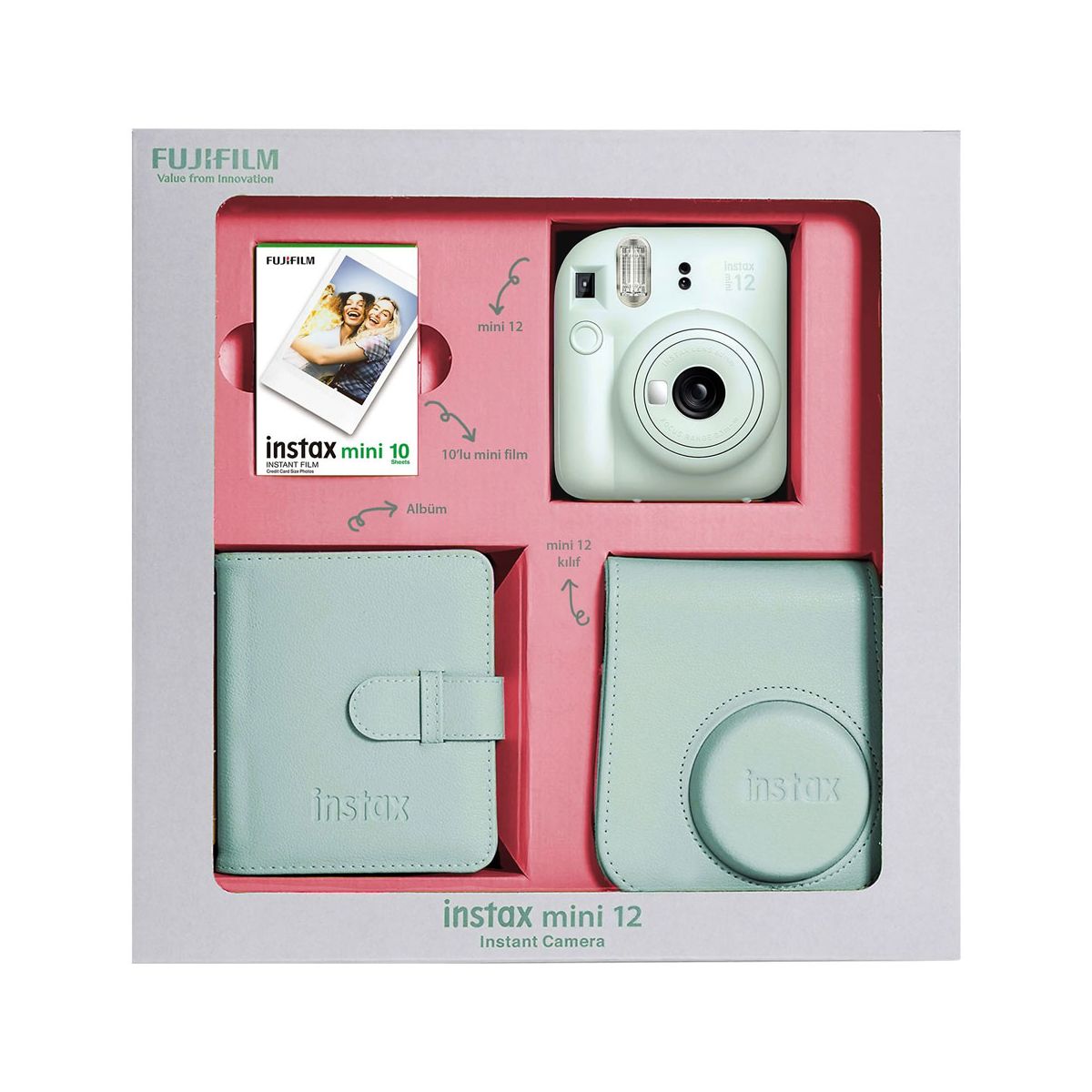 Fujifilm Instax Mini 12 Bundle Box Kil Beyazı Anlık Fotoğraf Makinesi ...