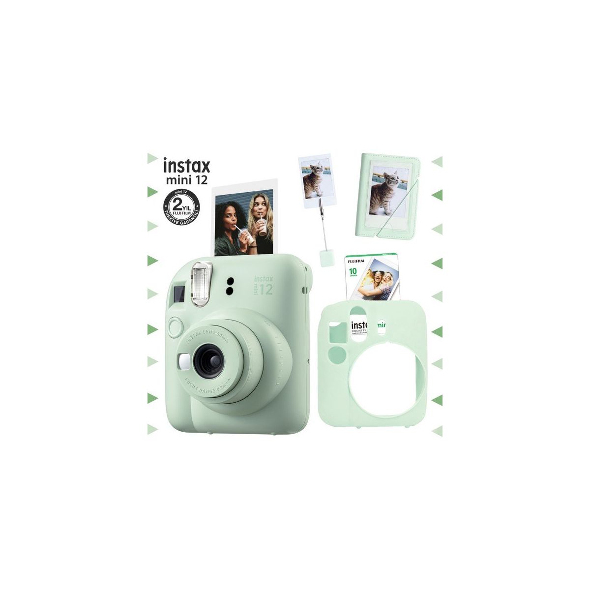 Fujifilm Instax Mini 12 Yeşil Fotoğraf Makinesi 10'lu Film Kıskaçlı ...