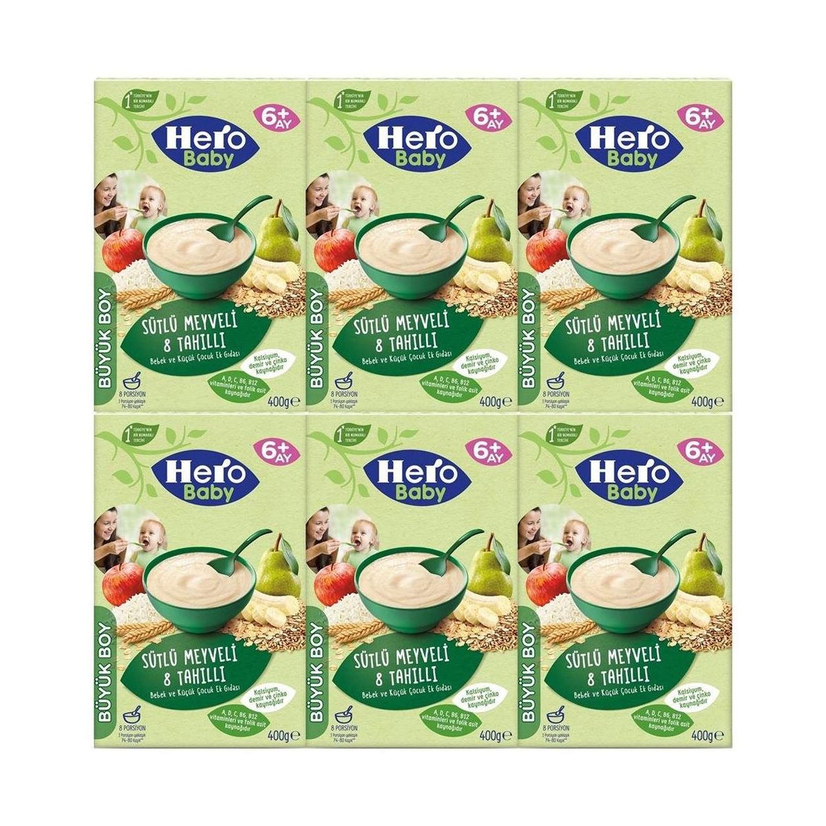 Hero Baby 6x400 gr Sütlü Meyveli 8 Tahıllı Kaşık Maması Fiyatları
