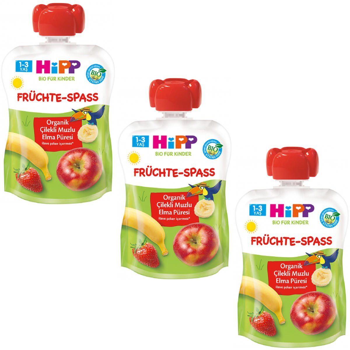 Hipp 100x3 gr Organik Çilekli Muzlu Elmalı Meyve Püresi Fiyatları