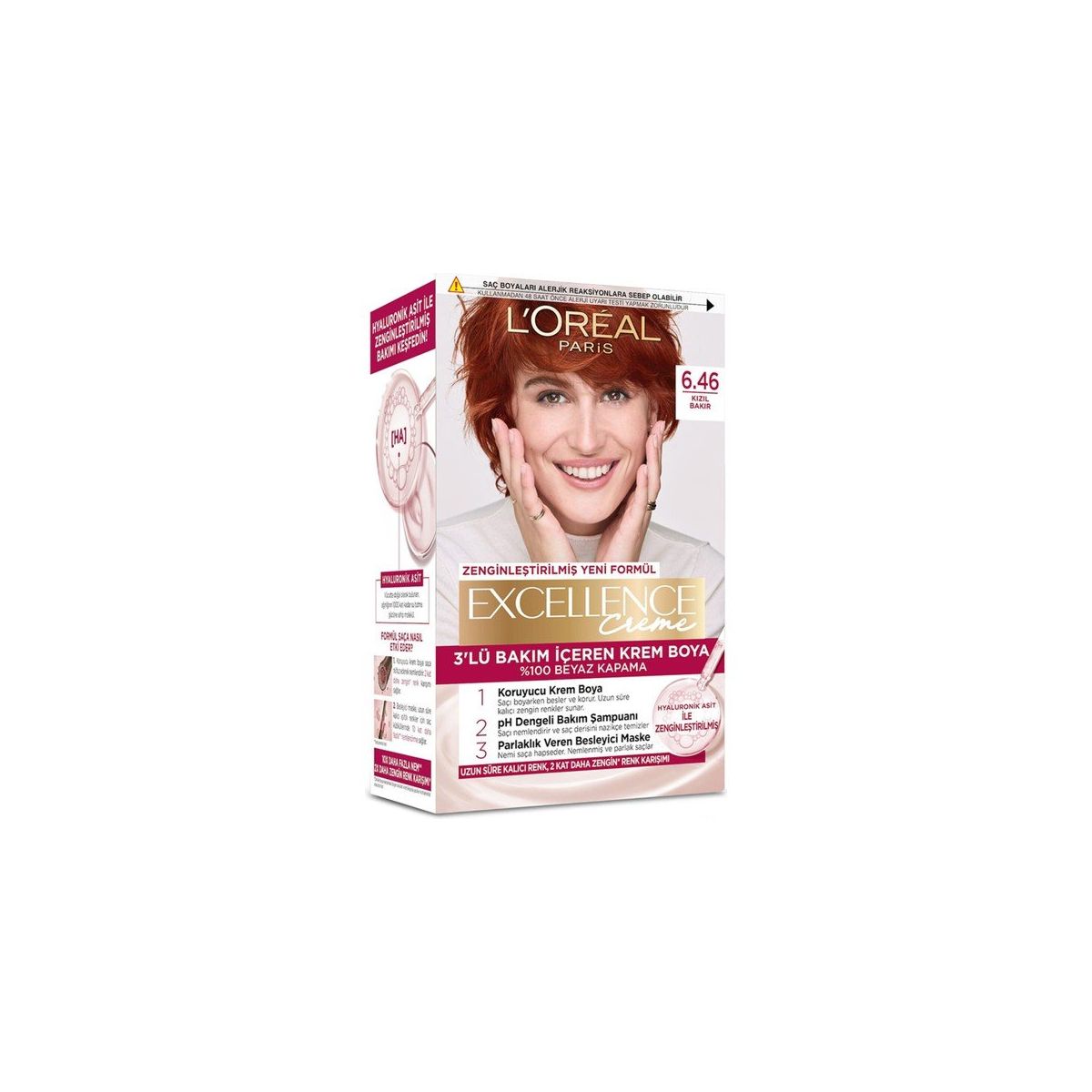 L'Oréal Paris Excellence Creme 6.46 Kızıl Bakır 3x192 ml Saç Boyası ...