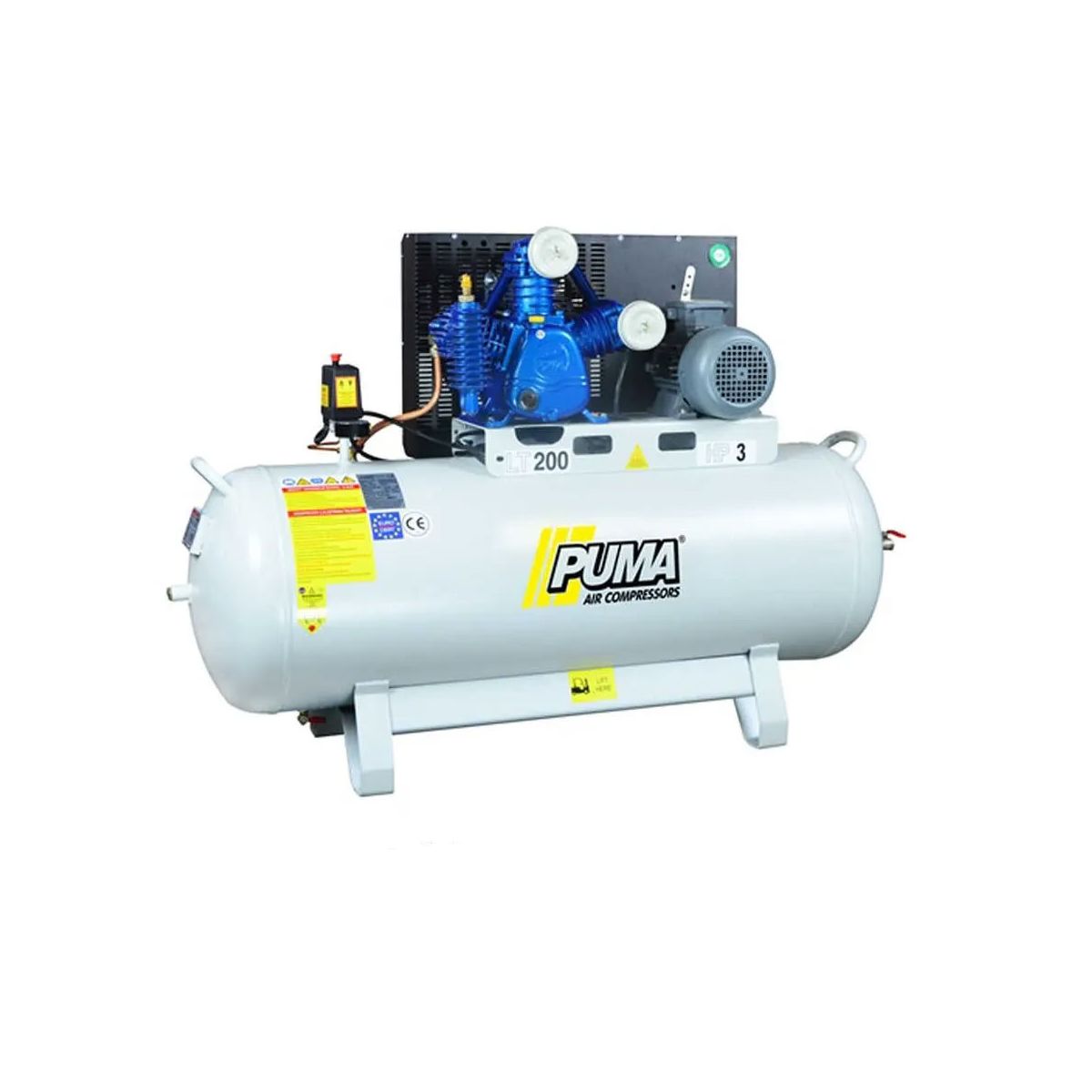 Puma 300 lt - 4 HP - 380 V - 8 Bar Termik Şalterli Pistonlu Kompresör ...