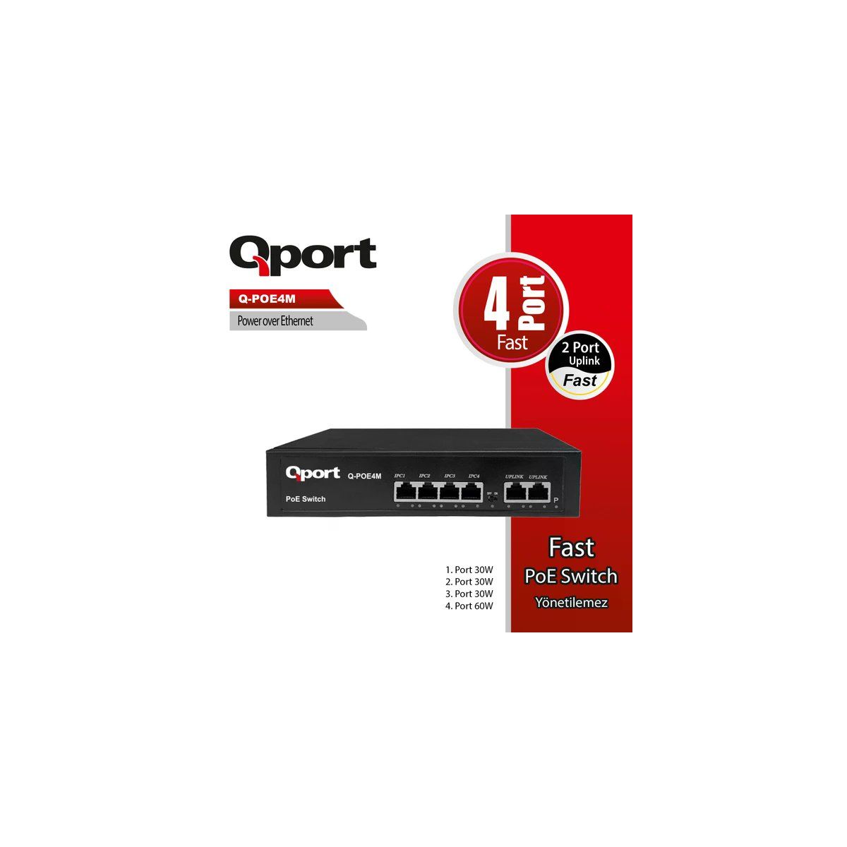 Qport Q-POE4M 4 Port 10/100 2 Port 10/100 Uplink PoE Switch Fiyatları ...