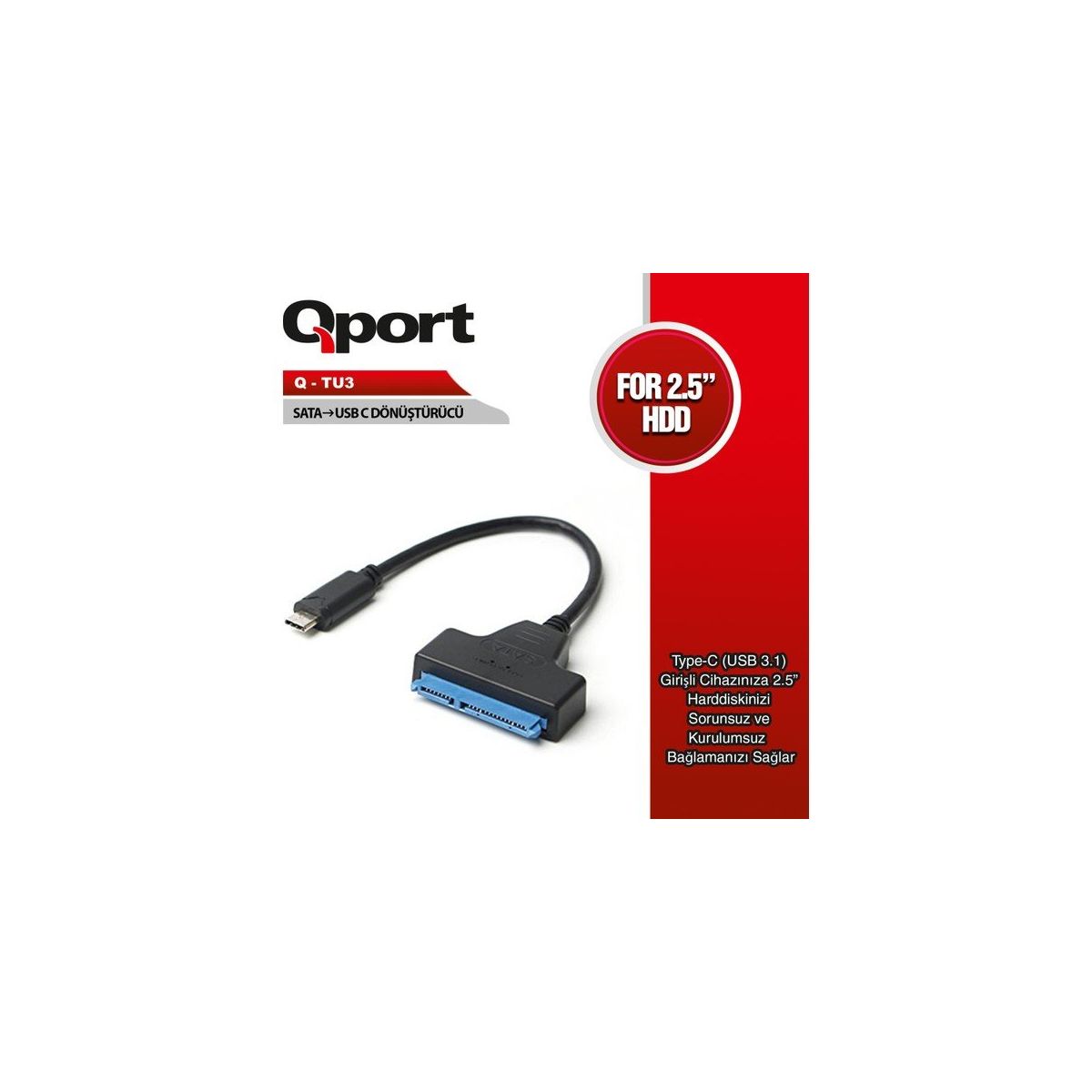 Qport Q-TU3 USB 3.1 Type to Sata Çevirici Fiyatları ve Özellikleri