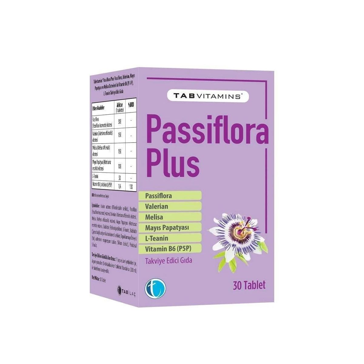 Tab Vitamins Passiflora Plus 30 Tablet Fiyatları