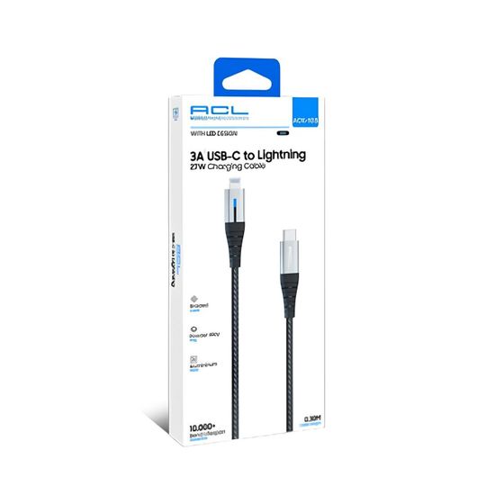 ACL ACK-103 3A 27 W 0.30 mt USB-C to Lightning Led Işıklı USB Şarj ...