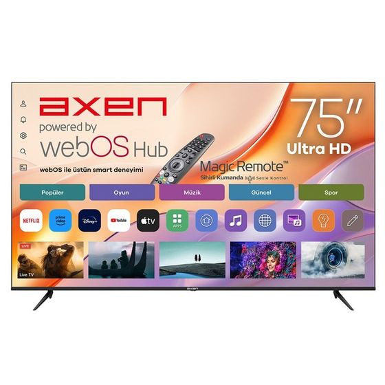 Axen AX75LEDM-W02M 75 inç 190 Ekran 4K Ultra HD WebOS LED TV Fiyatları