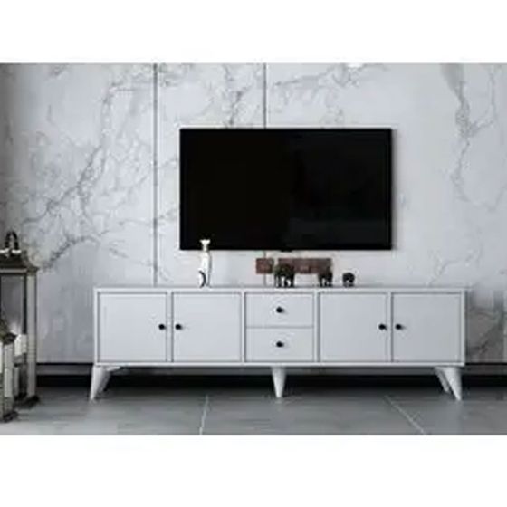 BK Concept TV-1323-Ç Beyaz 160 cm Dolaplı Çekmeceli Ayaklı Tv Ünitesi ...