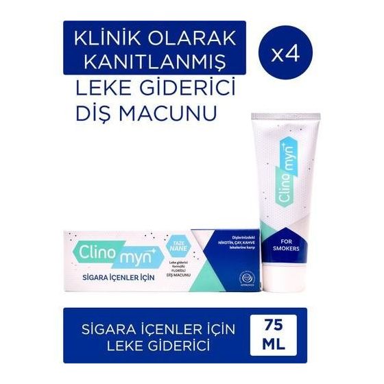 Clinomyn 4x75 ml Sigara İçenler İçin Leke Giderici Floridli Diş Macunu ...
