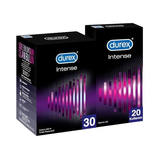 Durex Intense 30'lu Uyarıcı Jelli ve Tırtıklı Prezervatif + Durex ...
