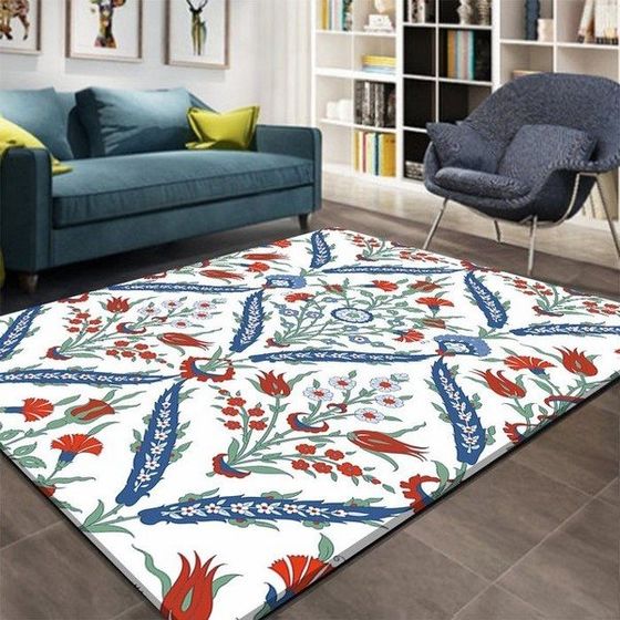 Else Canel 3D Osmanlı Çini Laleler Lastikli 200x300 cm Halı Örtüsü ...