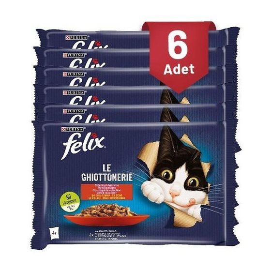 Felix Multipack Sığır ve Tavuk Etli 4x85 gr 6 Adet Yetişkin Yaş Kedi ...