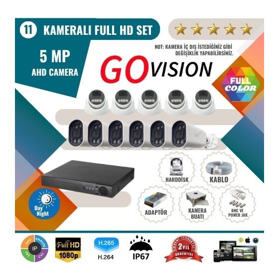 GoVision 6 TB 5 MP 11 Adet Full Color 360 mm Lensli Gece Görüşlü ...