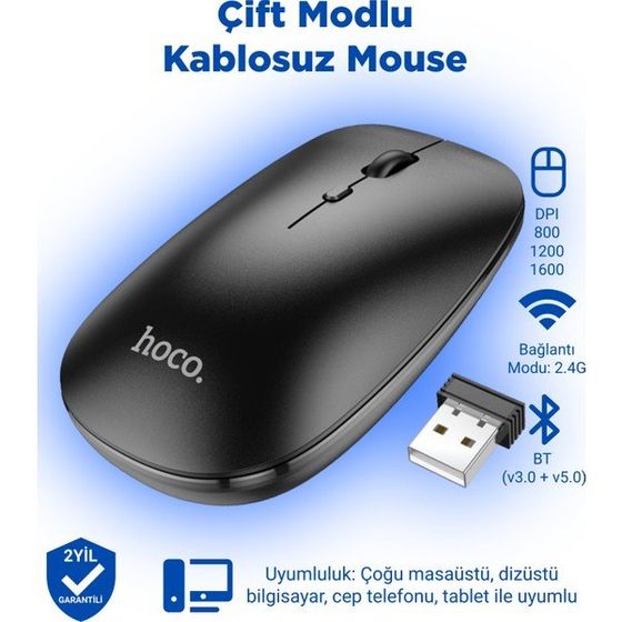 Hoco GM15 Art 2.4G Wireless Premium Product Siyah Kablosuz Mouse ...