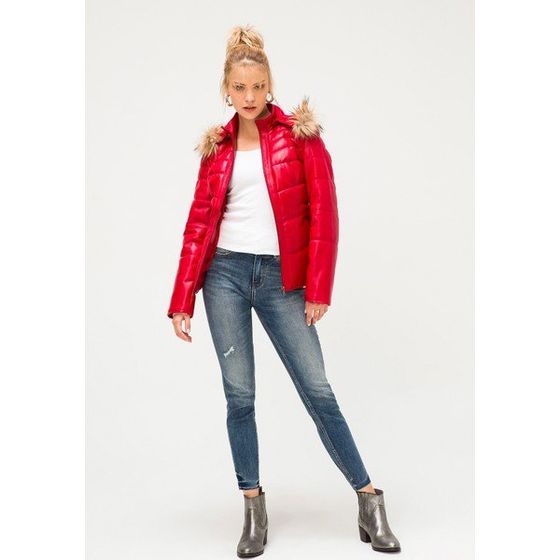 İkbal Laura Kırmızı Hakiki Deri Kadın Mont Fiyatları ve Modelleri