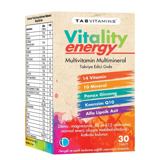 Tab Vitamins Vitality Energy 30 Tablet Fiyatları