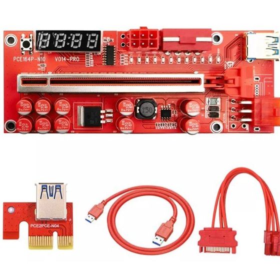 Unichrome PCI-E X16 Riser V014 Pro 3 Güç Girişli Sıcaklık ve Voltaj ...