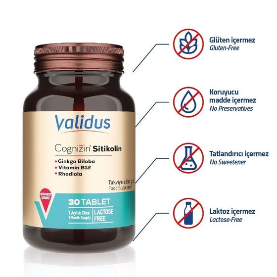 Validus Cognizin Sitikolin 500 mg 30 Tablet Fiyatları