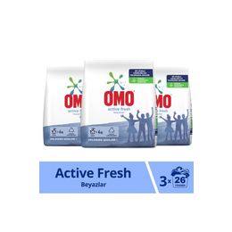 Omo Active Fresh Beyazlar Için 3x4 kg 26 Yıkama Toz Çamaşır Deterjanı ...